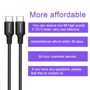 Dlwinsoc New Nylon USB C to USB C Cable (2-Pack，6ft ，60W) USB 2.0 Type C Fast Charging Cable for iPad Mini 6,iPad Air 2020, iPad Pro 2020, MacBook Air/Pro, Samsung Galaxy S21/20