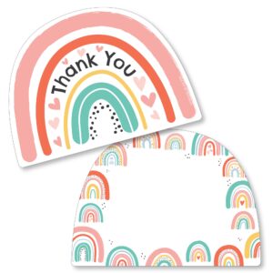 big dot of happiness hello rainbow - shaped thank you cards - boho baby shower and birthday party thank you note cards with envelopes - set of 12