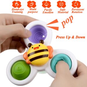 Bibibi 3pcs Bath Toys for Toddlers 1 3 Fidget Toys Baby Sensory Toys Suction Cup Spinners Spinning High Chair Window Toys Infant Autistic Children 12 18 Months 2 Year Old Boys Girls Birthday Gifts