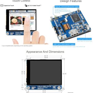 Waveshare 2.8inch HDMI IPS LCD Display, Compatible with Raspberry Pi 5/4B/3B/Zero/Zero W/Zero 2W/Pico/Pico W/Pico WH, 480×640 Resolution Supports Jerson Nano/Windows