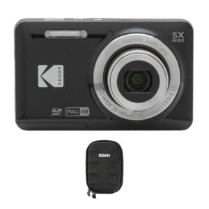 kodak pixpro friendly zoom fz55 digital camera (black) bundle with case for compact point and shoot cameras (2 items)