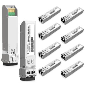 opstran 10gbase-sr sfp+ optical transceiver module compatible with cisco sfp-10g-sr sfp-10g-sr-s sfp-10g-sr-x 850nm 300m ddm duplex lc mmf 10 pack