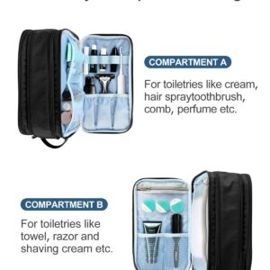 Luxtude Travel Toiletry Bag for Men Water-resistant, Large Shaving Dopp Kit with Double Zipper Opening, Compact Toiletry Cosmetic Organizer Bathroom Shower Bag for Toiletries and Shaving Supplies etc.