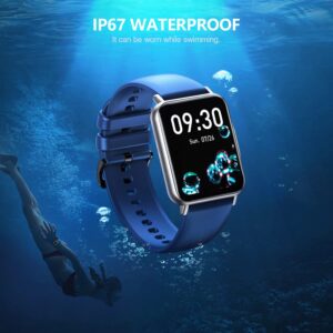 SOUYIE 2022 Smart Watch for Men Women, 1.69" HD Display Fitness Trcker with Heart Rate Monitor, IP67 Waterproof Pedometer for Android and iOS Phones (Blue)