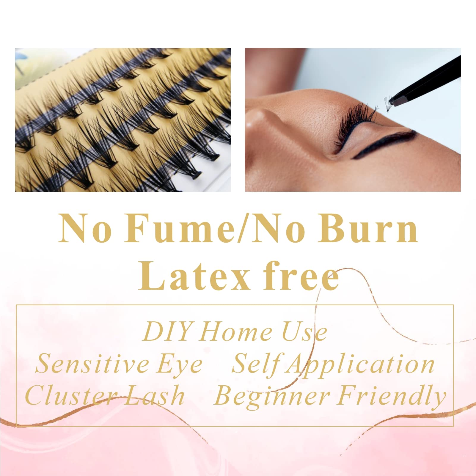 DAHPURE DIY Eyelash Extension Glue for Sensitive Eyes Individual Cluster Lash Glue Hypoallergenic Waterproof Self Application No Fume Home Use