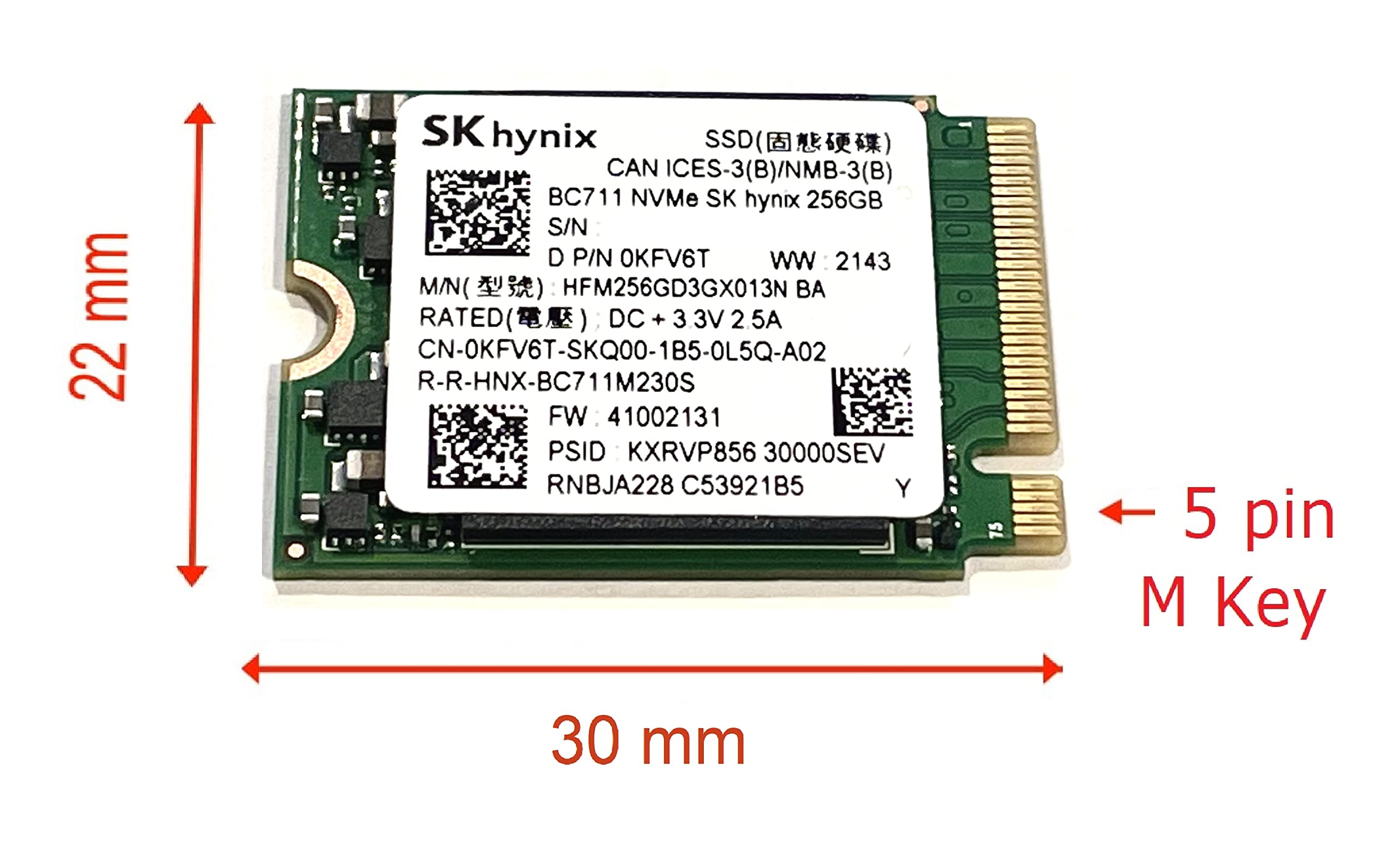 Oemgenuine OEM 256GB M.2 PCI-e NVME SSD Internal Solid State Drive 30mm 2230 Form Factor M Key Steam Deck