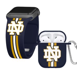 affinity bands notre dame fighting irish hd combo package compatible with apple watch and airpods gen 1 & 2 (42/44/45mm long stripes)