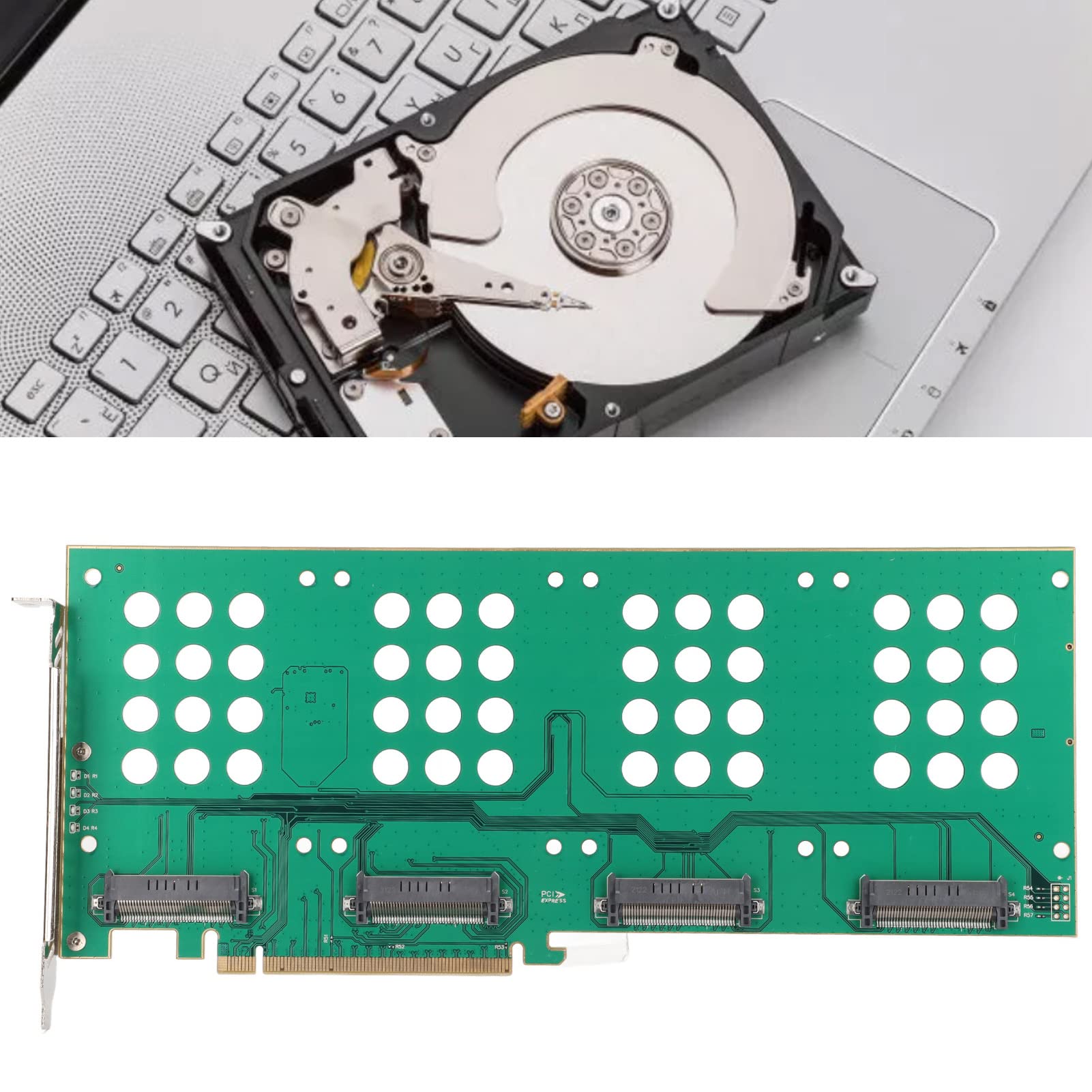 X16 Disk Array Extension, Drive Free Easy to Install Portable Nvme Pcie Card for 2.5in U.2 NVMe SSD‑SFF‑8639 PCIe Adapter