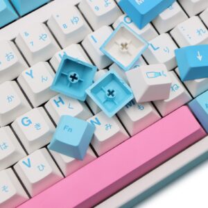 MOLGRIA Milk Cover Keycaps, PBT Keycaps 140 Set for Gaming Keyboard, Cherry Profile Dye Sublimation Custom Keycaps Japanese Font for Gateron Kailh Cherry MX 104/87/74/61 60 Keyboard ANSI Layout