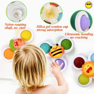 Bibibi 3pcs Bath Toys for Toddlers 1 3 Fidget Toys Baby Sensory Toys Suction Cup Spinners Spinning High Chair Window Toys Infant Autistic Children 12 18 Months 2 Year Old Boys Girls Birthday Gifts