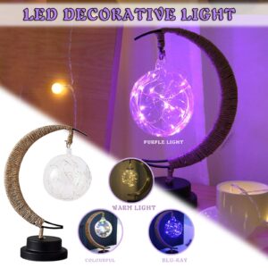 Aqestyerly Moon Lamp Enchanted Lunar Lamp, Magical LED Galaxy Lamp,Hanging Floating Moon Lamp Kids Star Moon Night Light Desk Room Home Decorations for Holiday Valentine's Day Birthday Gift (Purple)