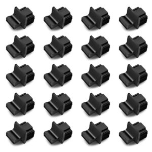 rj45 dust cover cap ethernet port plugs network switch port protector for fiber optic copper rj45 female fiber terminal slot, black silicone, 20pcs