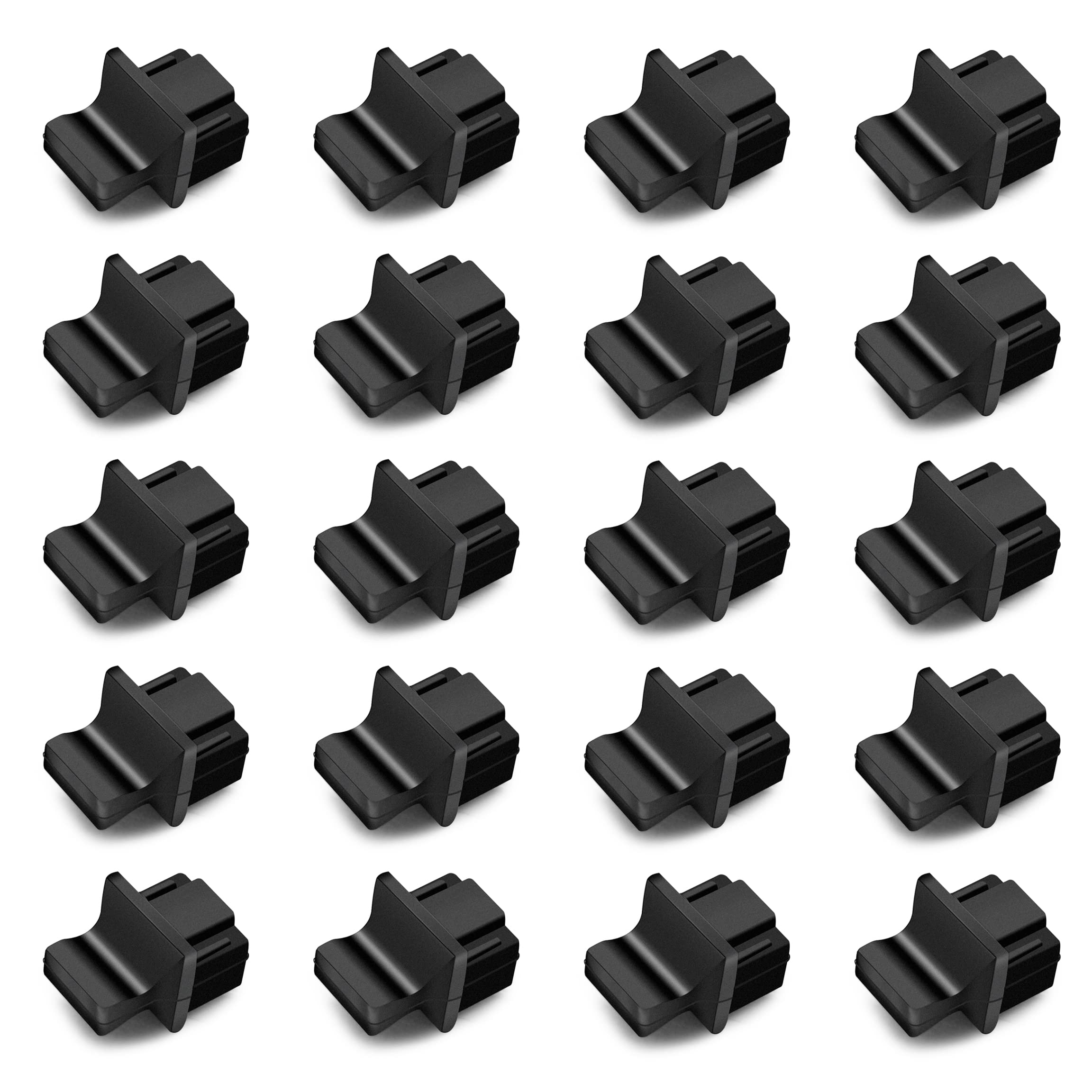 RJ45 Dust Cover Cap Ethernet Port Plugs Network Switch Port Protector for Fiber Optic Copper RJ45 Female Fiber Terminal Slot, Black Silicone, 20pcs