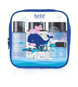 belif hydration always with you kit | 26 hours of hydrating antioxidant skincare | soothing & hydrating herbs, anti-inflammatory | aqua bomb, cleansing balm, hydrating toner, eye bomb & sleeping mask