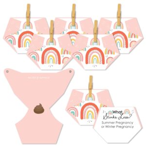 big dot of happiness hello rainbow - boho baby shower conversation starter - 2-in-1 dirty diaper game - set of 24