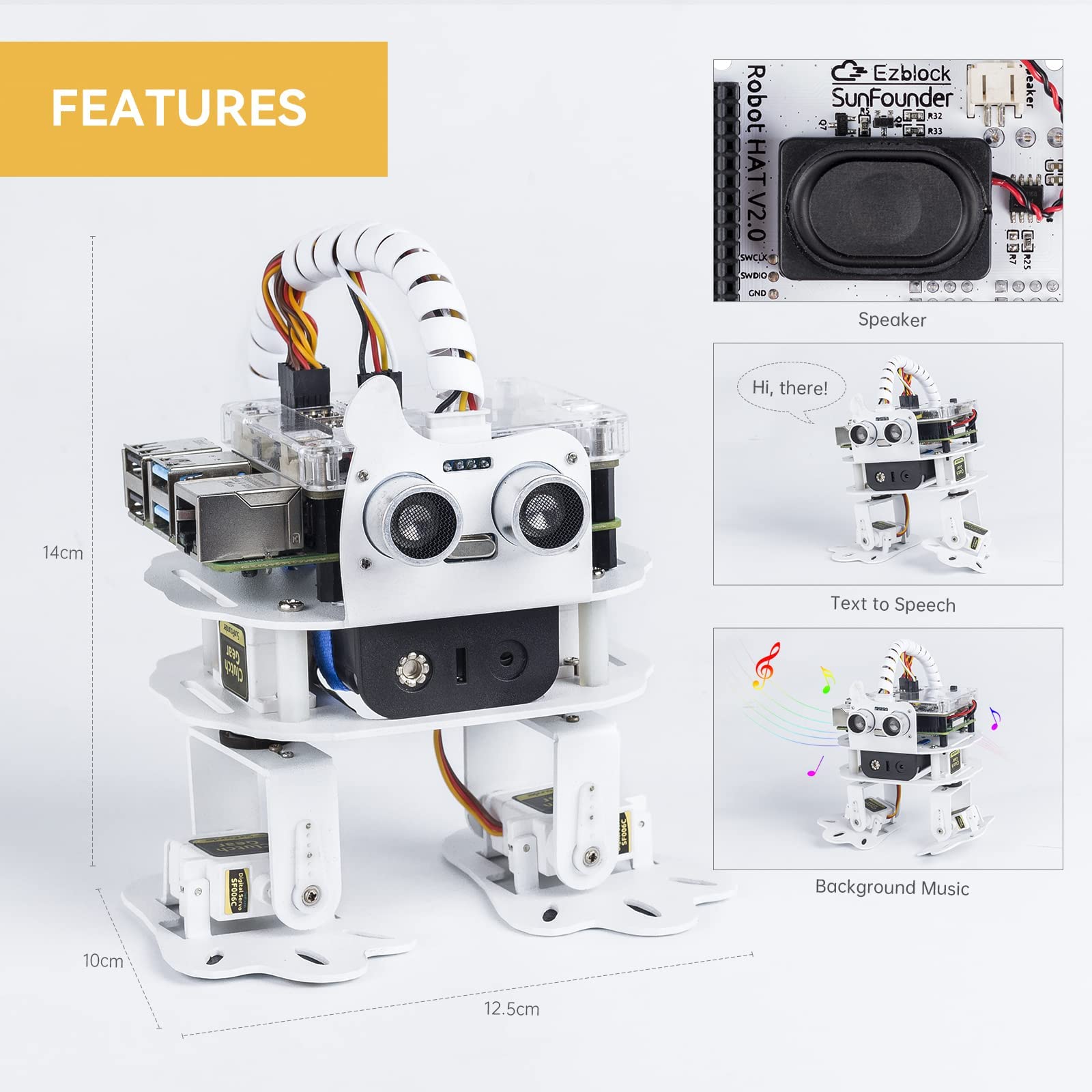 SunFounder PiSloth AI Programmable Robot Kit for Raspberry Pi with PiCrawler AI Robot kit for Raspberry Pi