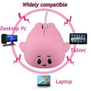 UGpine Cute Animal Baby Dolphin Shape USB Wired Mouse 1600 DPI Optical Mice Mini Small Kids Children Mice for PC Laptop Computer (Pink)