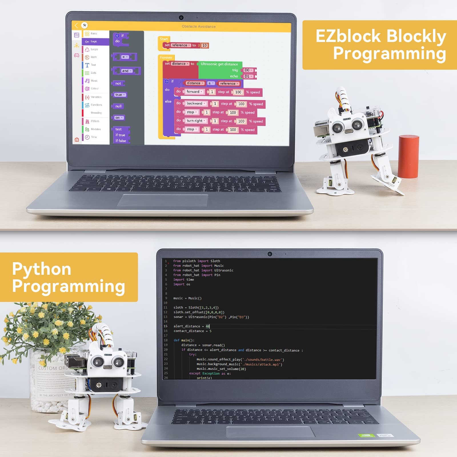 SunFounder PiSloth AI Programmable Robot Kit for Raspberry Pi with PiCrawler AI Robot kit for Raspberry Pi