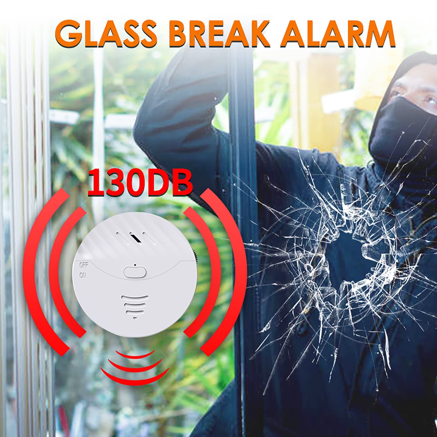 WiFi Door Window Alarm: Smart Window Alarm,Vibration Sensors with 130dB Alarm and Free App Alerts, Compatible with Alexa Google Home, Glass Break Security Alarm Sensor for Kids Garage Office