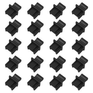 RJ45 Dust Cover Cap Ethernet Port Plugs Network Switch Port Protector for Fiber Optic Copper RJ45 Female Fiber Terminal Slot, Black Silicone, 20pcs