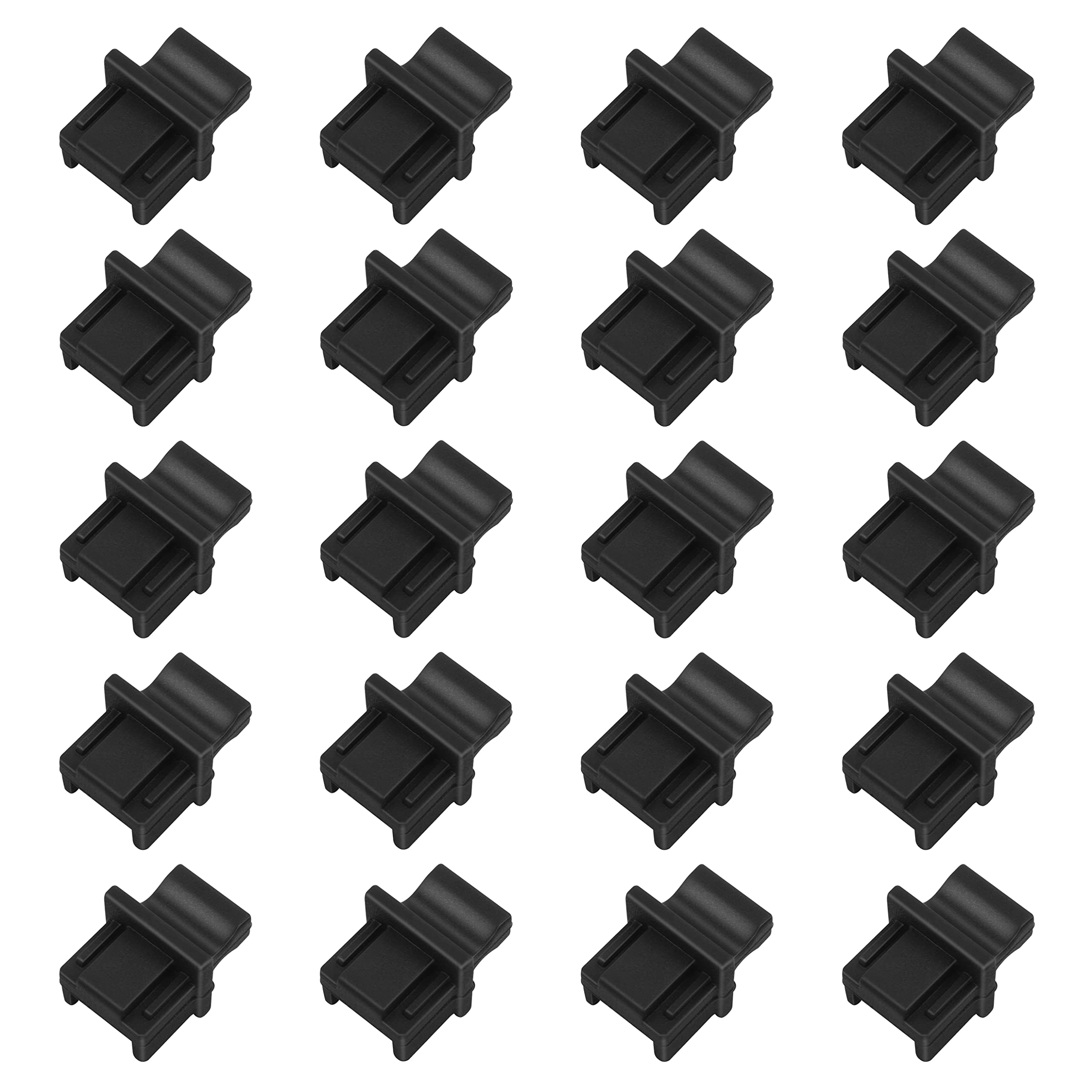 RJ45 Dust Cover Cap Ethernet Port Plugs Network Switch Port Protector for Fiber Optic Copper RJ45 Female Fiber Terminal Slot, Black Silicone, 20pcs