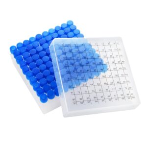 eowpower 100pcs 2ml blue cryo tubes, plastic graduated small vials with screw caps sample tubes, with silica gel gasket, dnase/rnase free