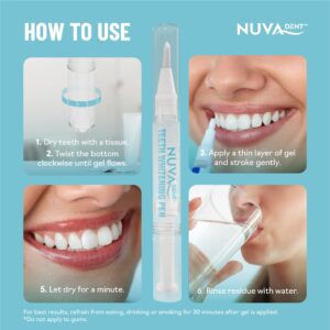 Nuva Dent Sensitive Teeth Whitening Pens - Tooth Whitening Pens Made in USA - 35% Carbamide Peroxide Whitening Gel Teeth Stain Remover - Teeth Whitener, Blanqueador de Dientes Profesional (3 Pcs)