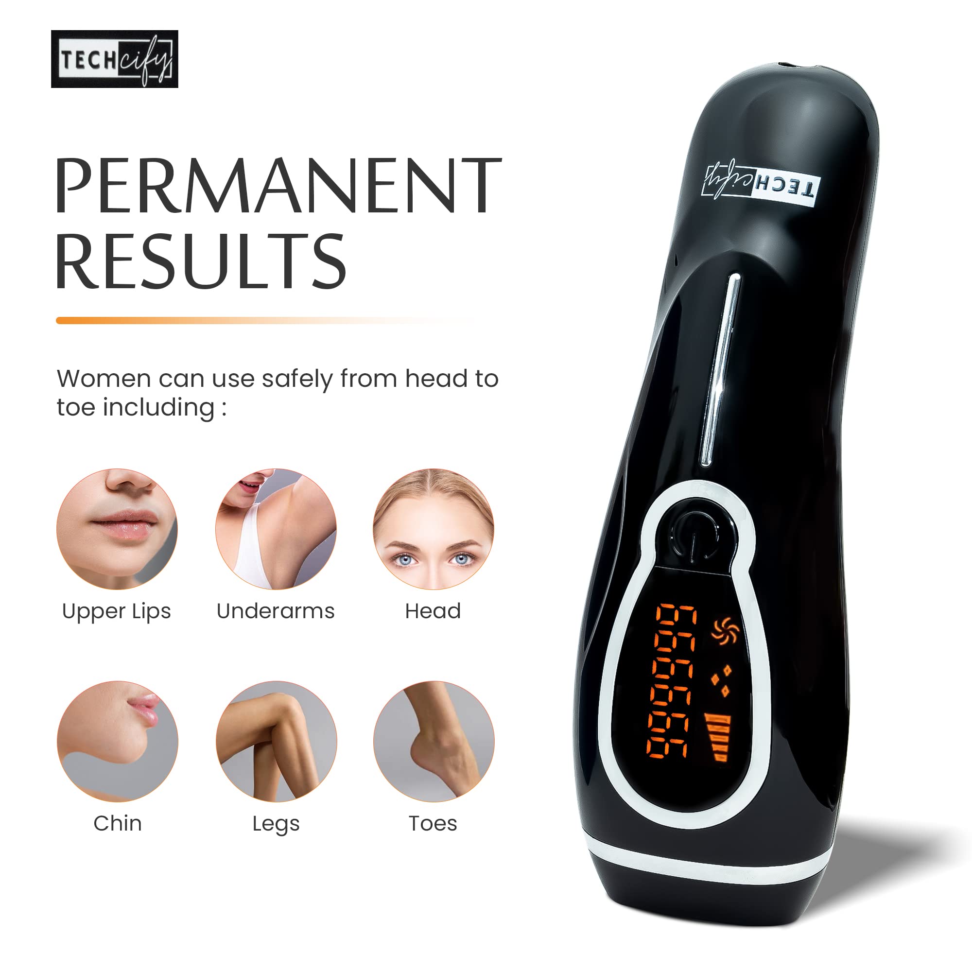 TECHCIFY Laser Hair Removal | Permanent Painless Hair Removal for Women | IPL Hair Removal with Five Energy Levels and 999,999 Flashes | Epilation for Women and Men at Home