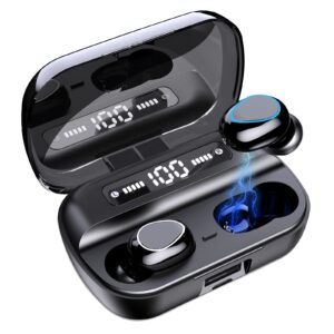 wireless earbuds, bluetooth 5.1 headphones with 3500mah charging case in-ear stereo bluetooth earbuds, noise cancelling wireless earphones with built-in mic, ipx7 waterproof headphones for sport, work