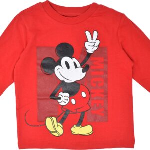 Disney Mickey Mouse Infant Baby Boys 3 Pack Long Sleeve T-Shirts Red/Blue/Grey 18 Months