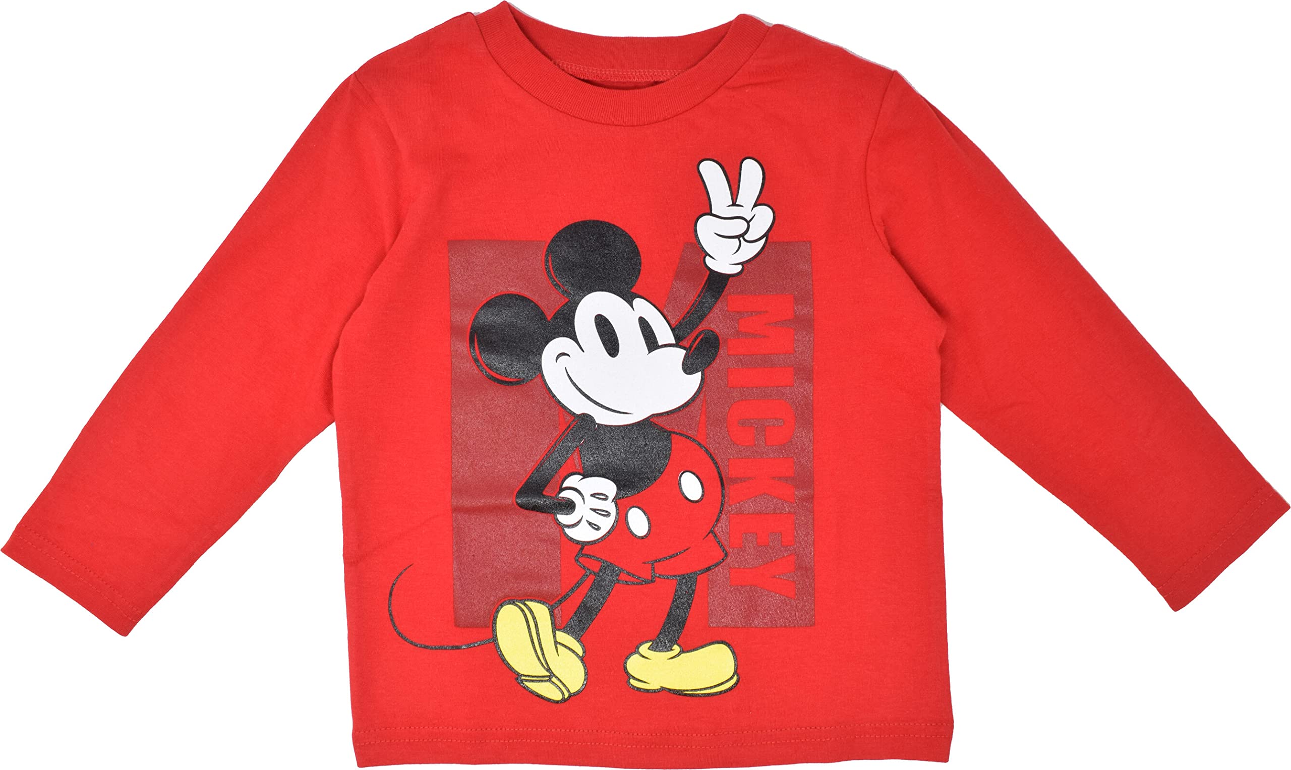 Disney Mickey Mouse Infant Baby Boys 3 Pack Long Sleeve T-Shirts Red/Blue/Grey 18 Months