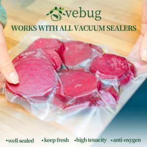 VEBUG Vacuum Sealer Bags Quart Size 100 Pack 8" x 12" Seal a Meal BPA Free Heavy Duty Commercial Grade Great for vac storage Meal Prep or Sous Vide