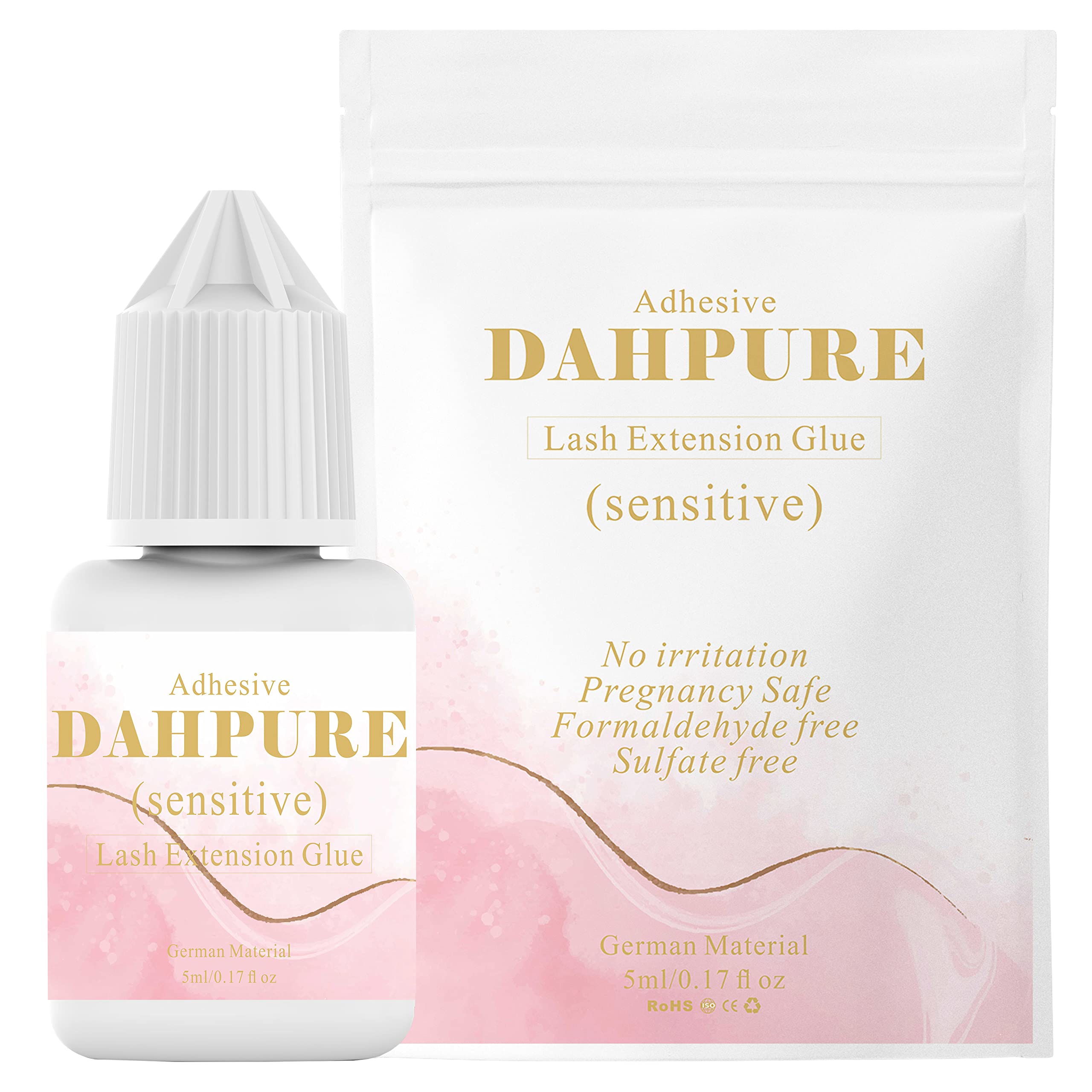 DAHPURE DIY Eyelash Extension Glue for Sensitive Eyes Individual Cluster Lash Glue Hypoallergenic Waterproof Self Application No Fume Home Use