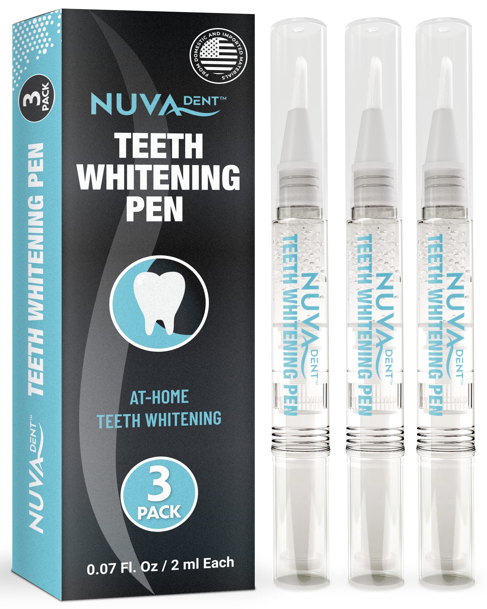 Nuva Dent Sensitive Teeth Whitening Pens - Tooth Whitening Pens Made in USA - 35% Carbamide Peroxide Whitening Gel Teeth Stain Remover - Teeth Whitener, Blanqueador de Dientes Profesional (3 Pcs)