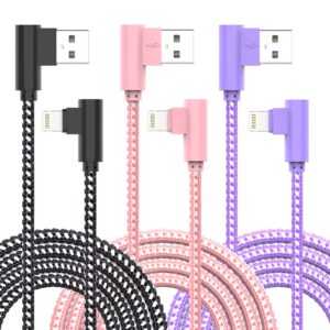 iphone charger cord lightning cable 6 ft 3 pack iphone charging cable long iphone 11 charger 6ft [apple certified] nylon braided fast charging for 13 mini/13/12/11 pro max/xr/xs/8/7/plus/6s/se/ipad…