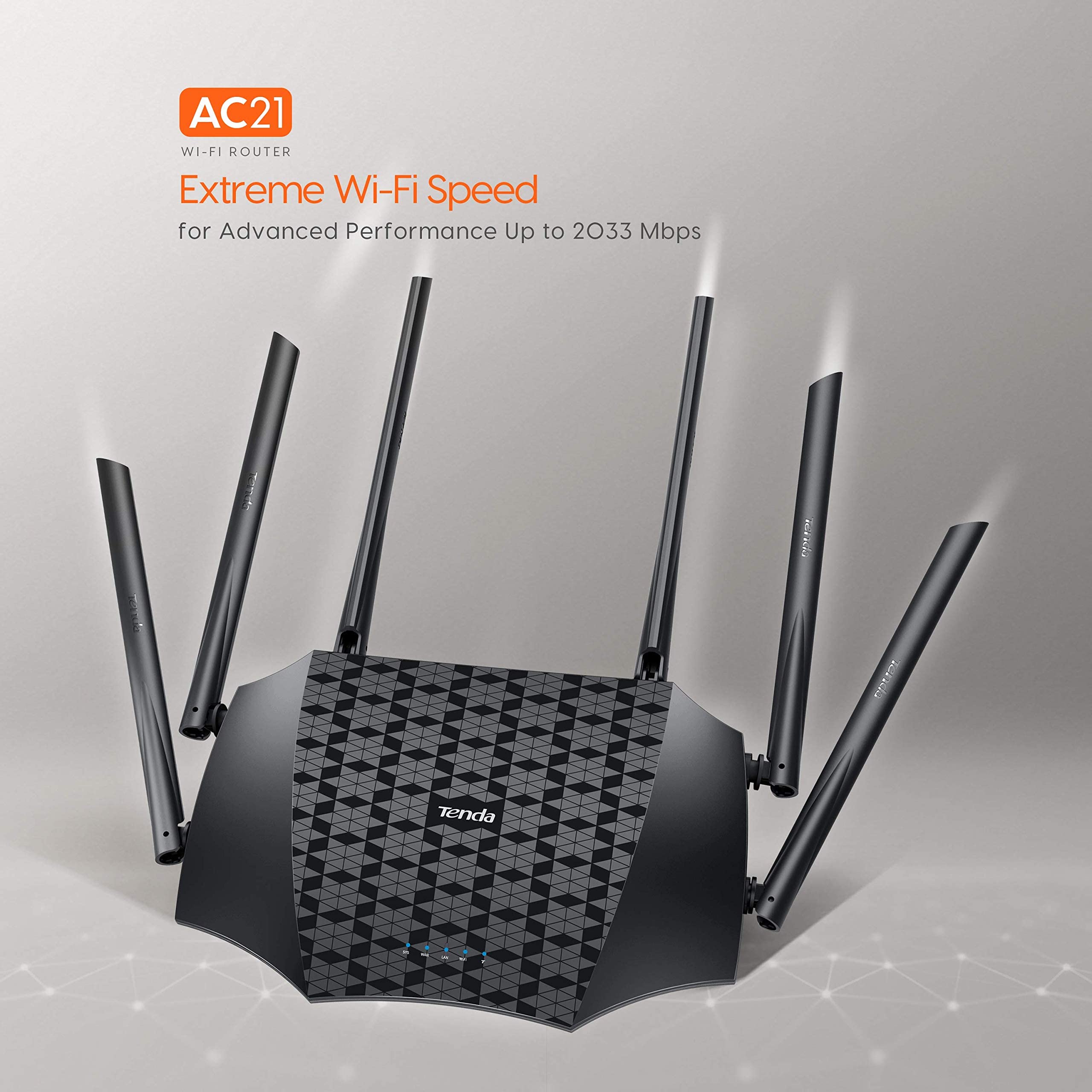 Tenda AC2100 High Speed WiFi Router - Dual Band Gigabit Wireless (up to 2033 Mbps) Internet Router for Home, 4X4 MU-MIMO Technology, Parental Control Compatible with Alexa (AC21)