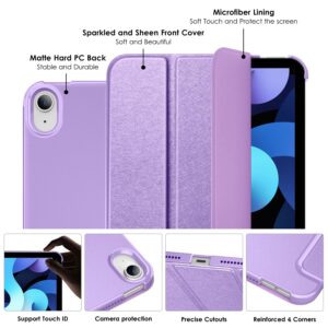 DTTO Case for New iPad Air 11 inch M2 / iPad Air 5th&4th Generation 10.9 Inch, Hard Back Sparkled and Sheen Front Cover for iPad Air Case 2024/2022/2020, Support 2nd Gen Pencil Charging - Purple