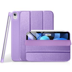 dtto case for new ipad air 11 inch m2 / ipad air 5th&4th generation 10.9 inch, hard back sparkled and sheen front cover for ipad air case 2024/2022/2020, support 2nd gen pencil charging - purple