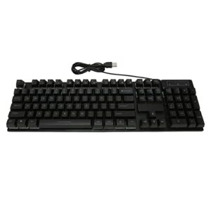 Gaming Keyboard, 104 Keys Wired Ergonomics Design Thickened Low Base Mechanical Keyboard for Home for Gaming for Office(H600 Black Characters-Single Keyboard)