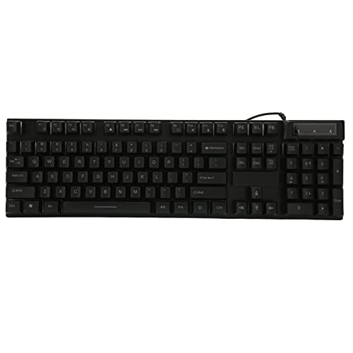 Gaming Keyboard, 104 Keys Wired Ergonomics Design Thickened Low Base Mechanical Keyboard for Home for Gaming for Office(H600 Black Characters-Single Keyboard)