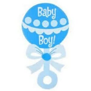 48 pcs baby shower boy rattle stickers envelope seals labels round tags, stamps sticker for gift cards, envelopes, boxes for holiday, birthday, christmas