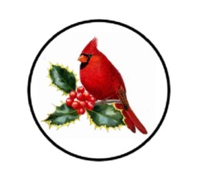 48 pcs christmas cardinal sticker stickers envelope seals labels round tags, stamps sticker for gift cards, envelopes, boxes for holiday, birthday, christmas