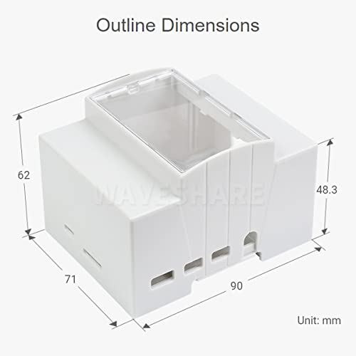 Waveshare DIN Rail ABS Case for Raspberry Pi 4 Large Inner Space Injection Moduling