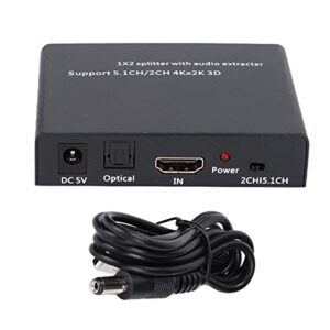 Audio Converter, DAC Chip Black Easy To Install Iron Box 4K HD Multimedia Interface Splitter for HDTV