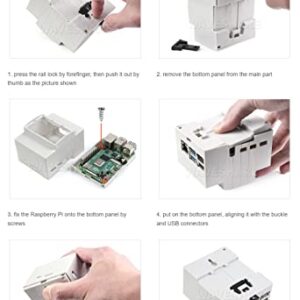 Waveshare DIN Rail ABS Case for Raspberry Pi 4 Large Inner Space Injection Moduling