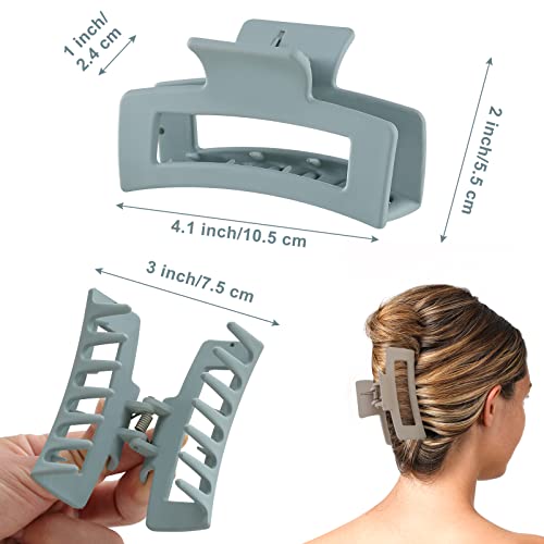 Auseibeely 6 Pack Square Hair Clips, Large Rectangular Non-slip Hair Clips for Women Girls, Claw Clips for Thick Hair