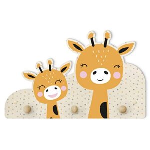 bilderwelten children's coat rack - giraffe with baby giraffe, dimension hxw: 9.84x15.74 in.