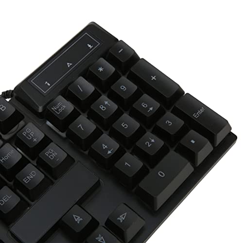 Gaming Keyboard, 104 Keys Wired Ergonomics Design Thickened Low Base Mechanical Keyboard for Home for Gaming for Office(H600 Black Characters-Single Keyboard)