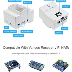 Waveshare DIN Rail ABS Case for Raspberry Pi 4 Large Inner Space Injection Moduling