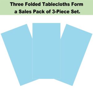 Plastic Light Sky Blue Tablecloths 3 Pack Disposable Table Covers 54" x 108" Powder lt Blue Table Cloths for Gender Reveal Parties Baby Shower Engagement Wedding, Fits 6 to 8 Foot Rectangle Tables